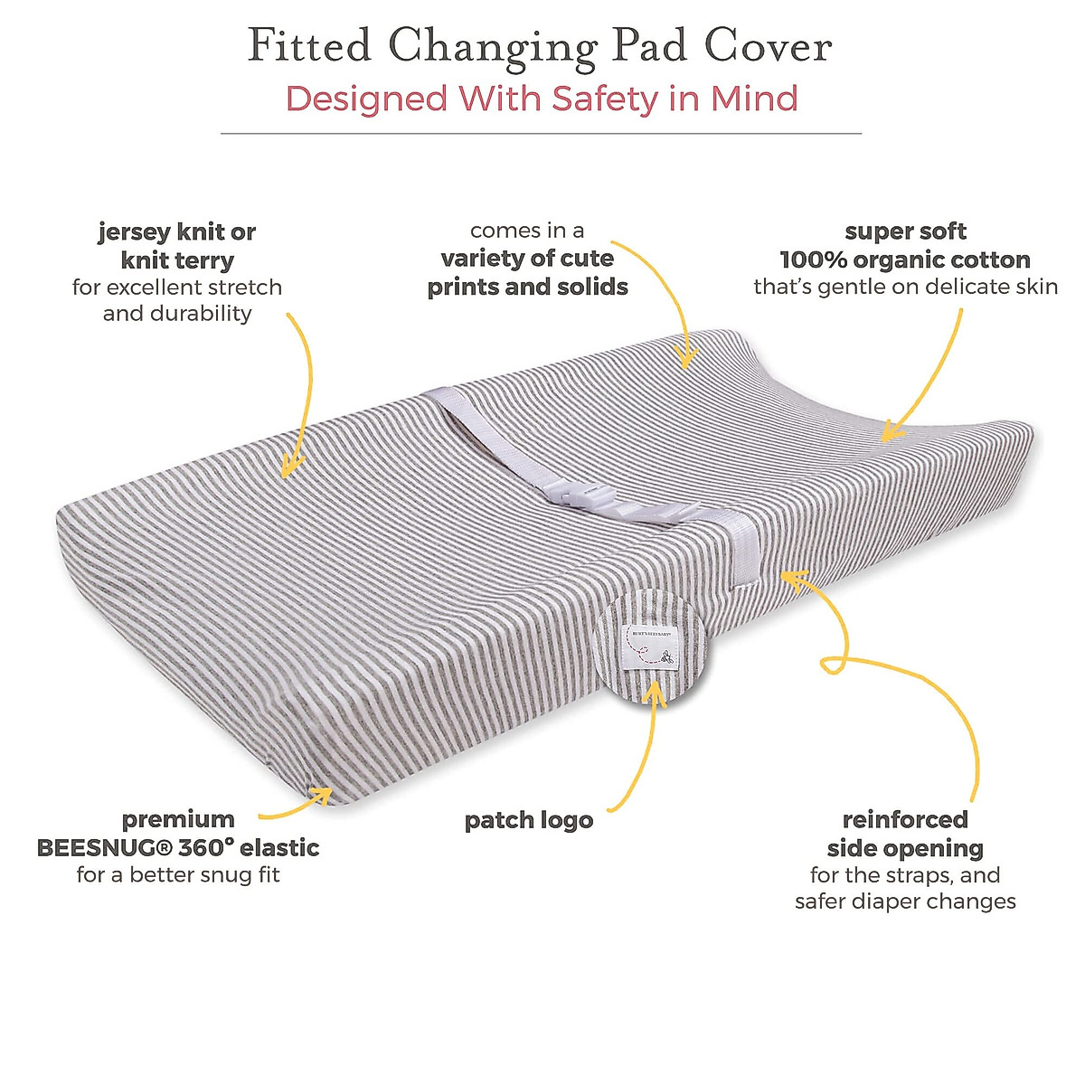 Burt's Bees Baby - Changing Pad Cover, 100% Organic Jersey Cotton Changing Pad Liner for Standard 16 x 32 Inch Changing Mats