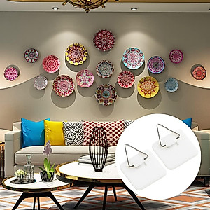 20 Pieces Invisible Adhesive Plate Hanger Vertical Plate Holders for The Wall Hooks Decorative Plates Wall Holders for Display 1.25 Inch