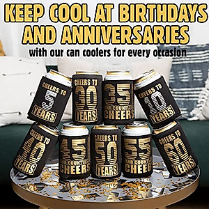 Thin Seltzer Can Cooler 12 Pack, Happy 50th Birthday Party Decorations for Men, Insulated Sleeves Dad's Birthday Decorations & Party Favors, 50th Birthday Gifts for Men, Black & Gold