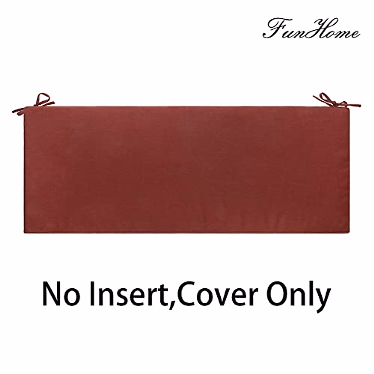 Outdoor Bench Cushion Cover 48 x18 x 3 inch,Waterproof Cover with Zipper&Ties,Fade-Resistant Slipcover,Patio Porch Swing Cushion Cover Replacement Only,No Insert(Dark Red)