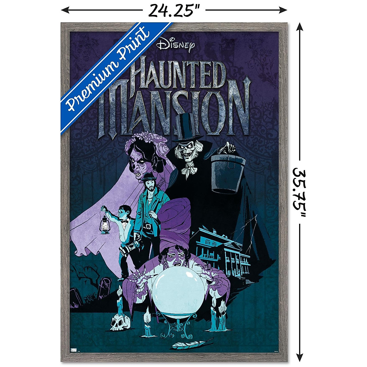 Trends International Disney Haunted Mansion - Group Wall Poster, 22.375" x 34", Barnwood Framed Version