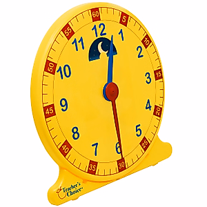 Learn How to Tell Time Teaching Clock – Large 12" Classroom Demonstration Night and Day Learning Clock