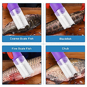 MXBAOHENG Electric Fish Scaler Remover 120W 2000mAh Cordless Fish Scale Scraper Cleaner Rechargeable (Purple)