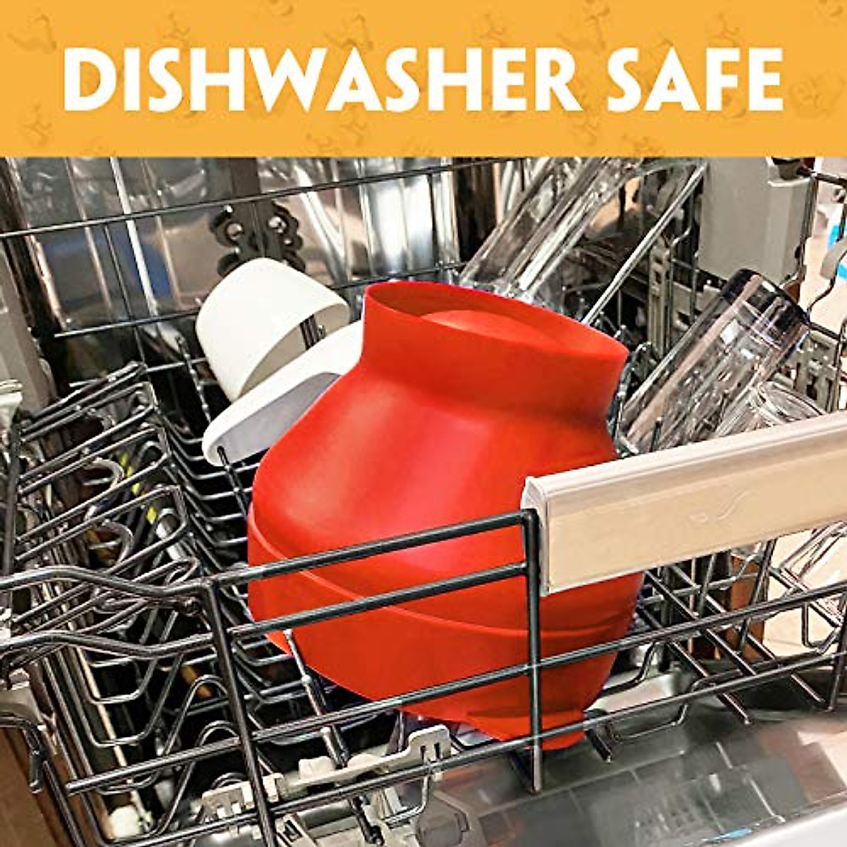 The Original Korcci Microwaveable Silicone Popcorn Popper, BPA Free Microwave Popcorn Popper, Collapsible Microwave Popcorn Maker Bowl, Dishwasher Safe - Red