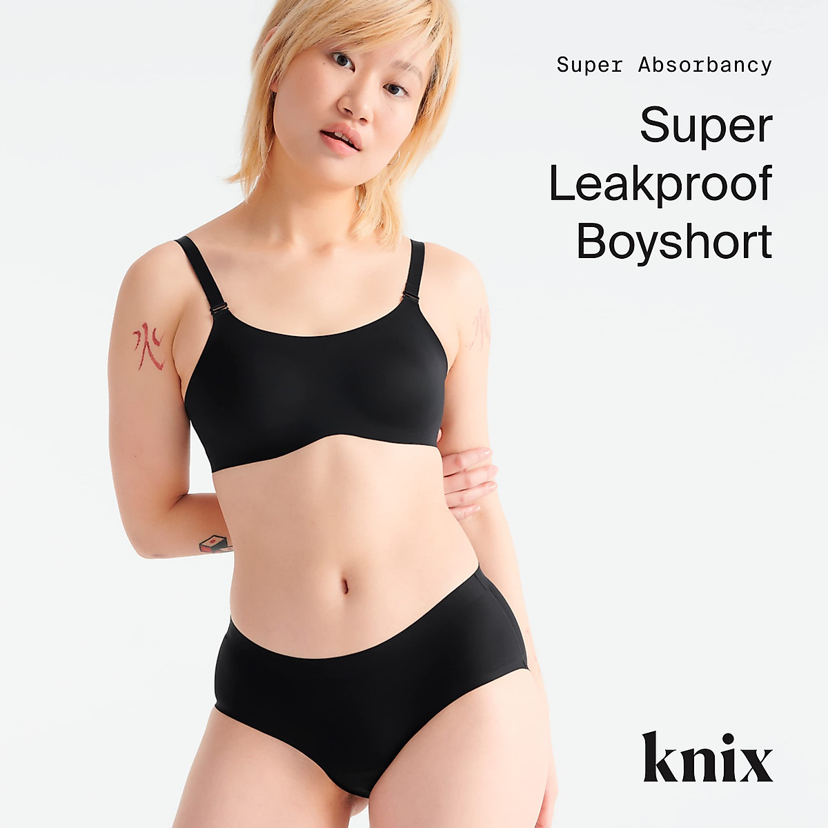 KNIX Super Leakproof No-Show Boyshort, Leakproof Underwear, Period Underwear for Women, Machine Washable, Reusable, Black, XXX-Large (1 Pack)