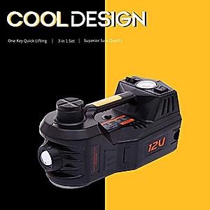 Trihelper Car Jack Hydraulic Jack – 5 Ton Electric Car Jack Stand Three in One Car Jack Kit for Sedans SUV Car Lift Floor Jack for Tire Change and Road Emergencies with Integrated Tire Pump (Black)