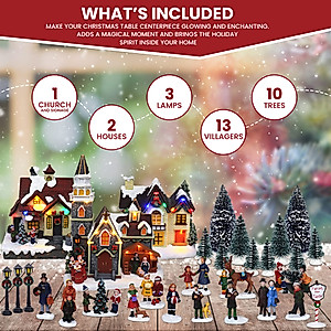 Christmas Village Figurines Decoration Set - Perfect Addition to Your Christmas Indoor Decorations & Snow Village Displays - A Thoughtful Gift for Your Loved Ones (30 Piece Christmas Village Set)