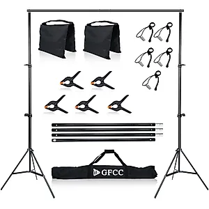 GFCC Photo Backdrop Stand Kit - 7FT x 10Ft Adjustable Background Stand for Photography Video Studio Support System with Carry Bag