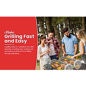 Rolling Grill Basket Stainless Steel, Barbeque Grill Basket with Removable Mesh Cover ,BBQ Accessories, Grill Baskets For Outdoor Grill, Great Rolling Grilling Basket, for Camping/Picnic, Vegetable Grill Basket, French Fries ,Fish, Chicken And Much More!