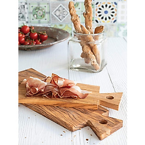 Bisetti Olive Wood Individual Tapas Serving Board for Cheeses, Meats and Charcuterie. 10.5 x 5.7 Inch