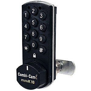 FJM Security Products Combi-Cam E, 7910-K10, Electronic Cabinet Lock, Black Finish, Small