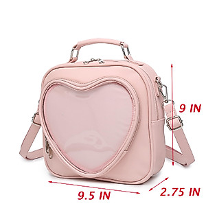 RAINBOW SMILE Ita Bag Multi-Purpose Backpack Crossbody Heart Purse Kawaii Pin Display with Insert