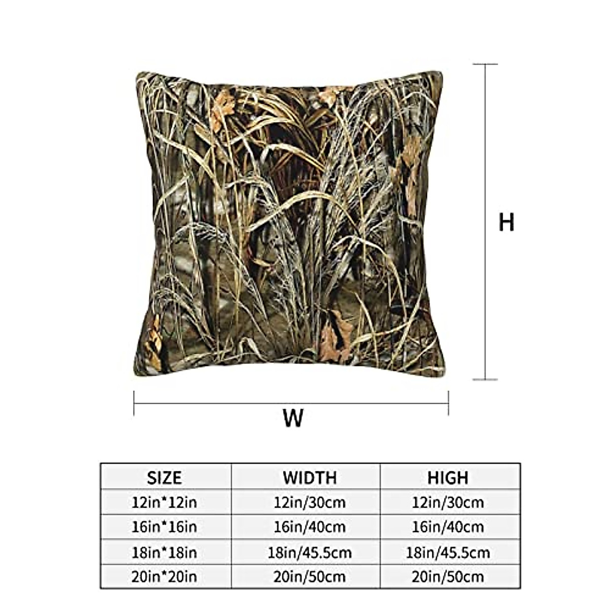 WURTON Camo Yellow & Green Print Throw Pillow Covers, Soft Square Cushion Case,for Sofa, Couch,Bed Chair-18 X 18 Inch