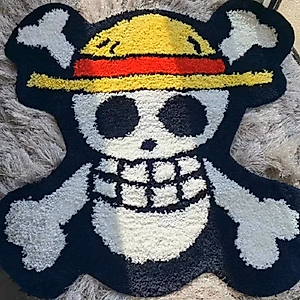 Cartoon Skull Design Rug, Soft Tufted Fluffy Carpet, Kawaii Irregular Fluffy Shaggy Floor Mat, Living Room Bedroom Lounge Home Decorative Rug, Thick Absorbent Bathroom Rug Doormat (23.6x23.6 inches)