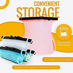 Food Bunker Reusable Bags, 4pcs Per Set, 132g Weight, Different Color Options (Yellow, Green, Blue, & Red), 1000ml Capacity, All-In-One Bag, Dishwasher-Friendly, Easy to Clean, and Eco Friendly
