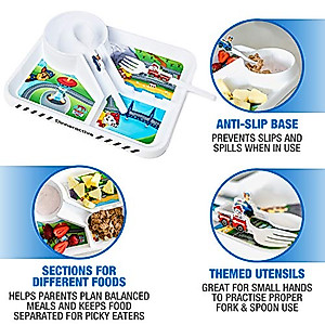 PAW Patrol Dining Set For Kids - 3 PC Themed Dinnerware Set by Dinneractive - Dog Cartoon - Toddler Plates - Baby Dishes