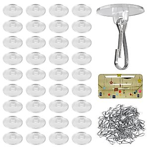 100pcs Self-Adhesive Ceiling Hooks, Round Suction Cup Sticky Ceiling Discs Without Drilling Removable Wall Hanger Ceil Clasp for Hanging Festival Wedding Birthday Decorations Christmas Party Decor