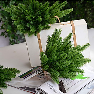 XIPEGPA 30PCS 10.24 x 3.94 Inches Artificial Pine Branches Green Leaves Needle Garland Green Plants Pine Needles for Garland Wreath Christmas Embellishing and Home Garden Decoration