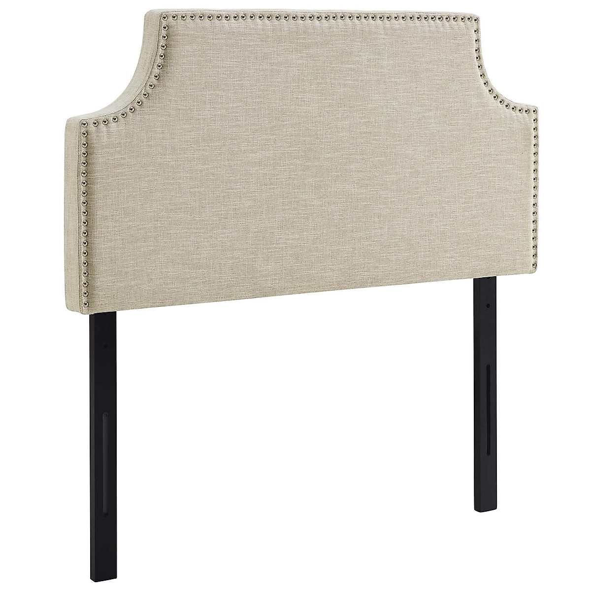 Modway MOD-5390 Laura Linen Fabric Upholstered Twin Size Headboard with Nailhead Trim in Beige
