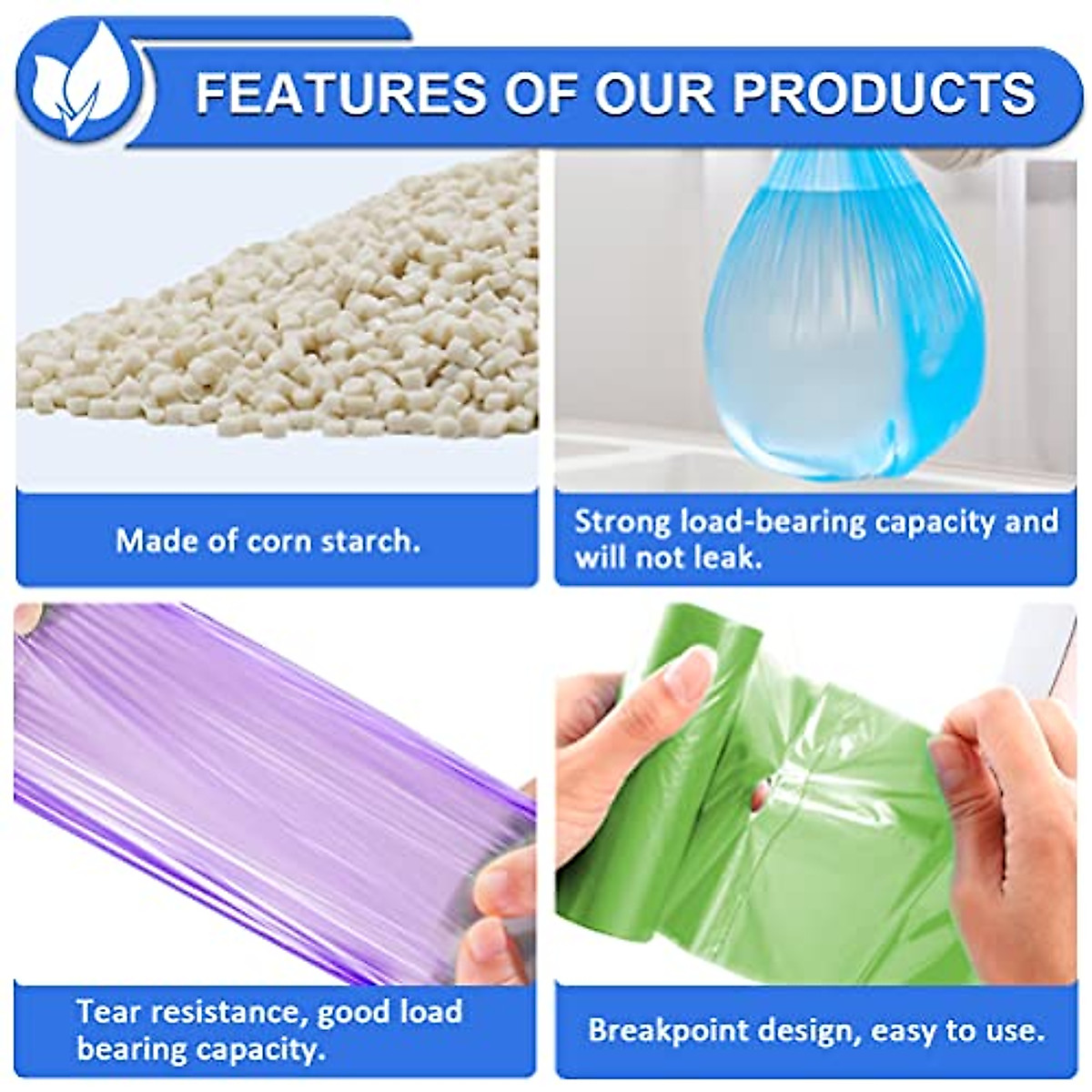 1.5 Gallon Trash Bags Small Bathroom Garbage Bags, Unscented Wastebasket Liners, Strong Kitchen Garbage Bags Colorful Bin Bags for Office, Bedroom,Living Room (5Liter, 120 Counts)