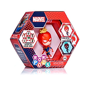 WOW! STUFF PODS Marvel Avengers Collection - Captain Marvel | Superhero Toys Light-Up Bobble-Head Figure | Official Marvel Collectable Toys & Gifts | Number 210 in Series, Multicolor, 4 inches