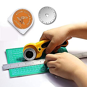 Rotary Cutter Blades 45mm 10 Pack By Alphafix Compatible with notched hole 45mm rotary cutters, easy replaceable sharp SKS-7 Steel blades Ideal for Quilting Fabric Scrapbooking Sewing and Arts & Craft