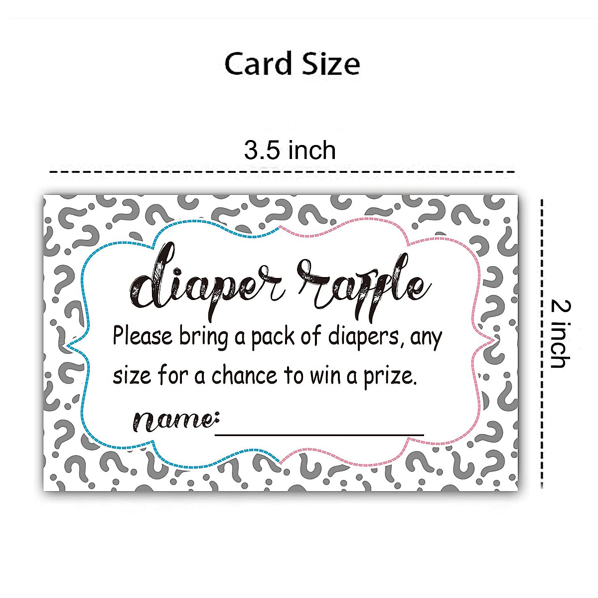 Diaper Raffle Tickets for Baby Shower (50 Count) 3.5" x 2" with Name Line, Baby Shower Game