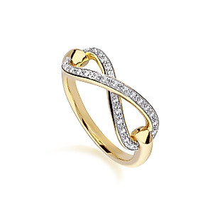 Ivy Gems Women Infinity Promise Ring in Sterling Silver Yellow Gold Plated Finish with White Topaz Accent Jewelry Size 7