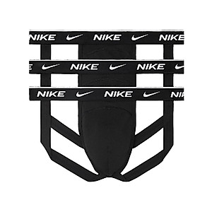 Nike Men`s Dri-FIT Essential Cotton Stretch Jock Strap 3 Pack (as1, alpha, l, regular, regular, Black)