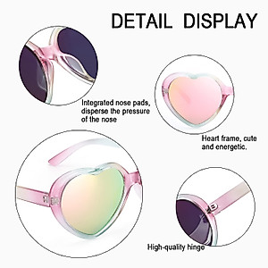 LVIOE Heart Sunglasses for Women, Polarized Heart Shaped Sunglasses with UV Protection Heart Style Retro Glasses for Shopping