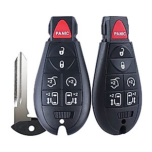 OEM Keyless Entry Remote Key Fob Replacement fit 2008-2019 Dodge Grand Caravan, 2008-2016 Chrysler Town and Country (M3N5WY783X IYZ-C01C 433MHZ 7Btn) Set of 2