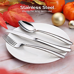 Onader 65 Piece Heavy Duty Silverware Set with Serving Utensils Stainless Steel Flatware Cutlery Set for 12