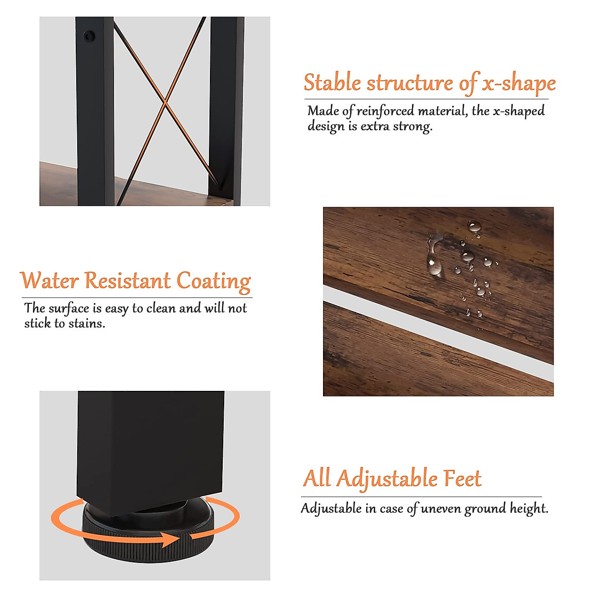 PONROL Large Corner Bookshelf Bookcase, Industrial Reversible 5 Tier Ladder Shelves Storage Display Rack with Metal Frame, Modern Home Office Furniture for Living Room Bedroom