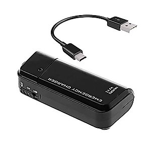 Success4Sport Portable AA Battery Travel Charger Works for GoPro HERO7 White and Emergency Re-Charger with LED Light! (Takes 2 AA Batteries,USB-C) [Black]