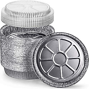 DecorRack 14 Round Aluminum Pans with Dome Lid, 9 Inch Heavy Duty Tin Foil Pans, Perfect for Reheating, Baking, Roasting, Meal Prep, To-Go Containers, Environmentally Friendly (Pack of 14)