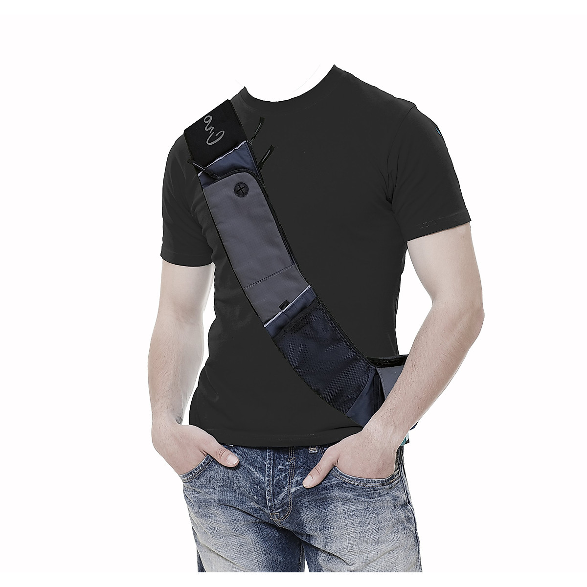 CrossTab - TABLET Hands-Free Ultra-Light Personal Pack by Paqlite - Carryall CrossBody Shoulder bag (Large, Blue)