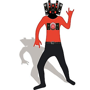 Estavucci Skibidi Toilet Costume for Boy TV Man Cosplay Video Game Jumpsuit for Halloween with Mask 5-12 Years