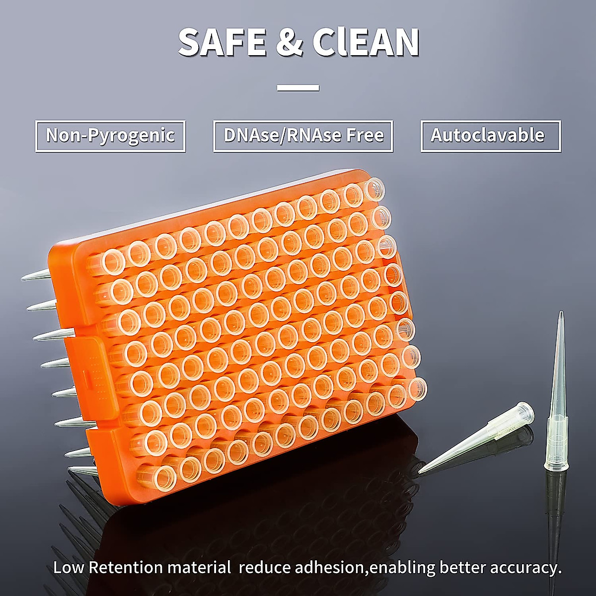 Four E's Scientific 200ul Pipettor Tips Universal Pipette Tips Racked Sterile Non-pyrogenic DNAse/RNAse Free Autoclavable 10 Layers, 960 pcs/Box