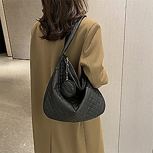 AZURAOKEY Puffer Tote Bag for Women, Women Sling Crossbody Bag Nylon Quilted Shoulder Handbag Rhombic Large Capacity with Small Purse for Ladies Girls Daily School Office Satchel