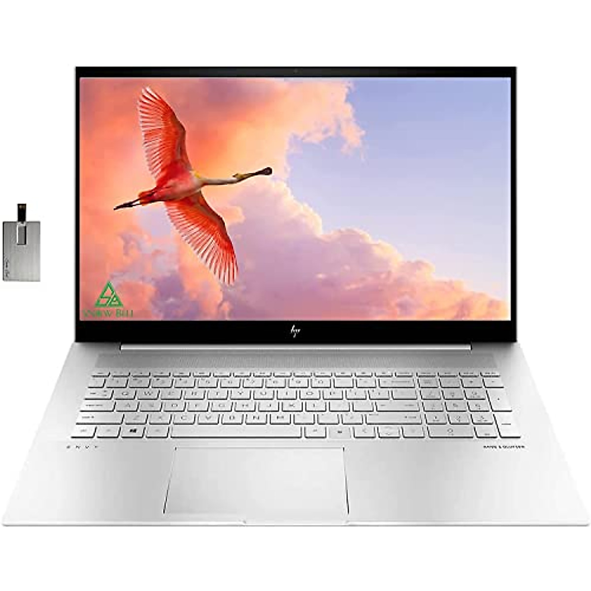 HP Envy 17.3" FHD Touchscreen Laptop, Intel Core i7-1165G7, 64GB RAM, 2TB PCIe SSD, Backlit Keyboard, Intel Iris Xe Graphics, Fingerprint Reader, Win 11 Pro, Silver, 32GB SnowBell USB Card (Renewed)