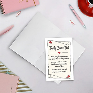 SuperShunhu Sweet Birthday Card for Bonus Dad, Funny Poem Fathers Day Card for Bonus Dad, Bonus Dad Card from Stepdaughter Stepson, Appreciation Card for Stepdad, Thank You Card