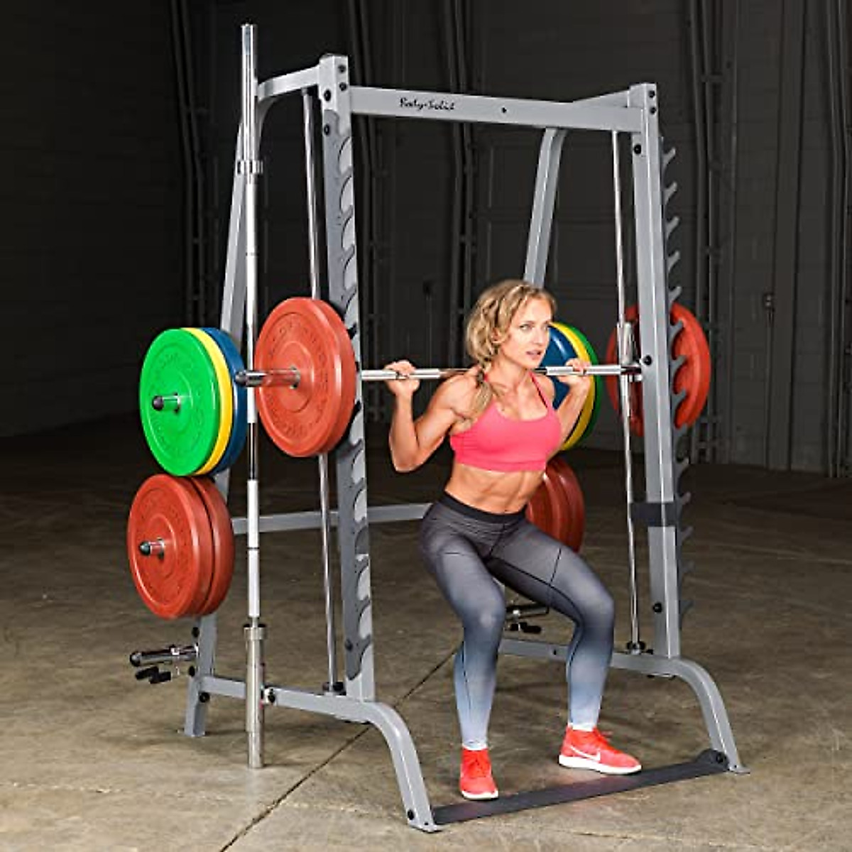 Body-Solid (GS348B) Precise 7° Angle Smith Machine Home Gym - Strength Training Equipment with Adjustable Safeties, Squat Rack Cage, Half Rack & Weight Cage Power Rack - for Amateurs & Professionals
