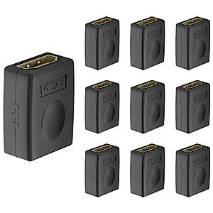 VCE HDMI Coupler 10-Pack, HDMI Female to Female Connector Adapter 3D 4K 1080P HDMI Cable Extender Compatible with Roku TV Stick Chromecast, Switch, Xbox One, PS4 PS3, PC and More