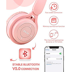 scorking Kids Bluetooth Headphones, Wireless Headphones for Kids with Built-in Microphone, Over Ear Kids Headphones Wireless Foldable Stereo AUX 3.5mm for Boys Girls School Smartphone iPad Tablet