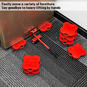 17 Pcs Furniture Mover with Wheels Furniture Lifter Set, Red 360 Degree Rotation Wheels Furniture Dolly Heavy Furniture Roller Move Tools Moving Wheels for Appliance Table Refrigerator Cabinet Sofa