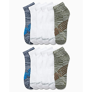 New Balance Men's Quarter Socks - 12 Pack Performance Cushioned Athletic Socks for Men with Arch Support (Shoe Size: 6-12.5), Size 6-12.5, Black/Grey Assorted