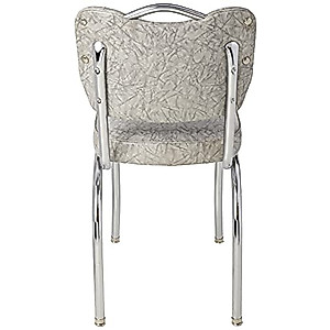 Richardson Seating Single Tone Channel Handle Back Retro Kitchen Chair with 2" Box Seat, Cracked Ice Grey, 18"
