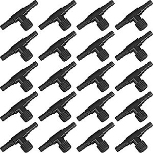 30 Pieces 2 Way Fish Tank Air Pump Aquaculture T Shape Control Valve Plastic Aquarium Hose Connector for 4 mm Air Tube (Black)