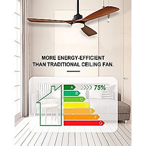 Chriari Ceiling Fans with Lights, 3 Wood Fan Blades, 52" Black Modern Ceiling Fan with Remote Control, Noiseless Reversible DC Motor for Bedroom/Living Room/Study/Patio