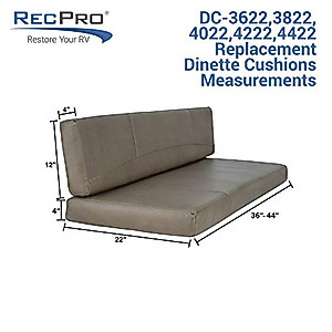 RecPro RV Dinette Booth Cushions with Memory Foam Camper Trailer Bed (Gunmetal, 36")